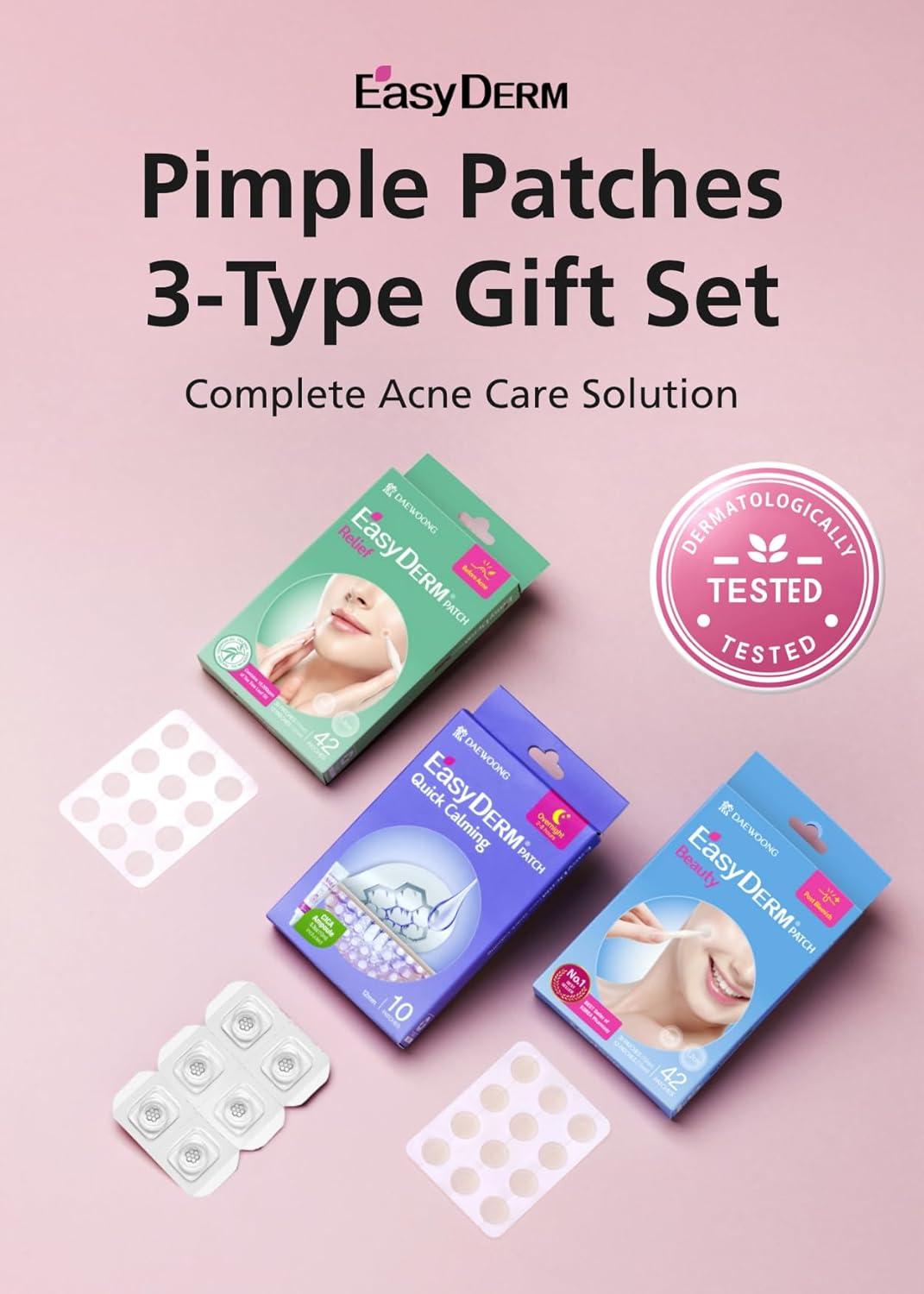 EasyDerm 3-Type Pimple Patch Gift Set | Korean Acne Care Solution ...