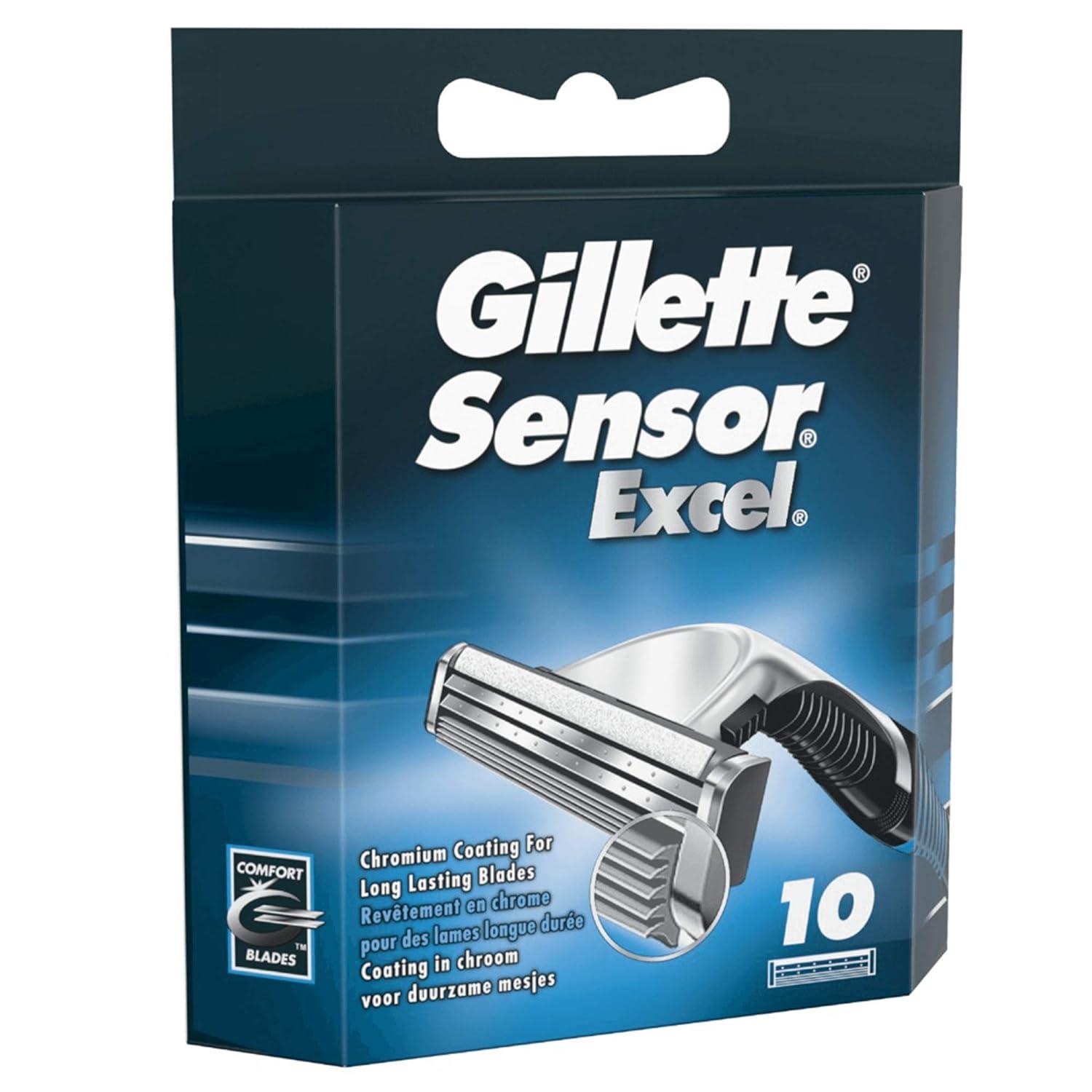Gillette Sensor Excel Razor Blades for Men - Pack of 10 Blades | 10 ...