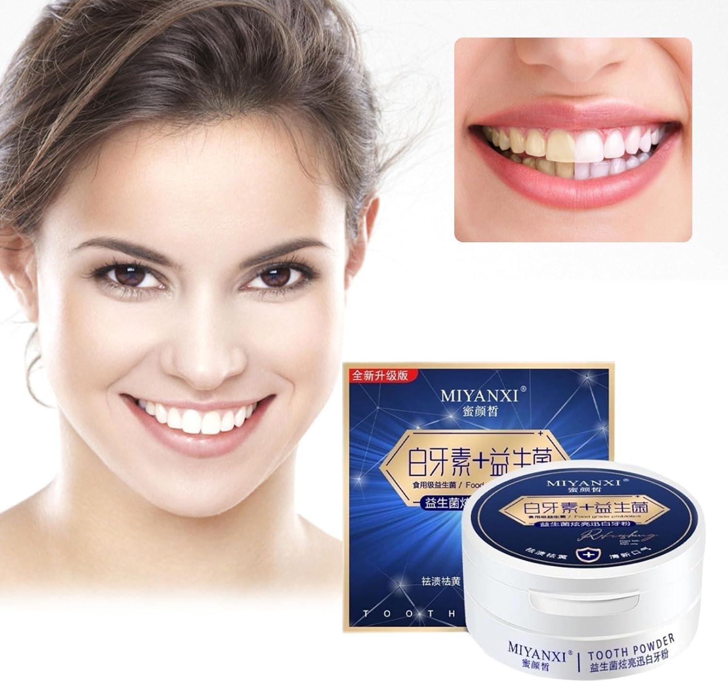 Miyanxi Tooth Powder - Probiotic Whitening & Elevating Formula for Bright White Teeth (1 Piece ...