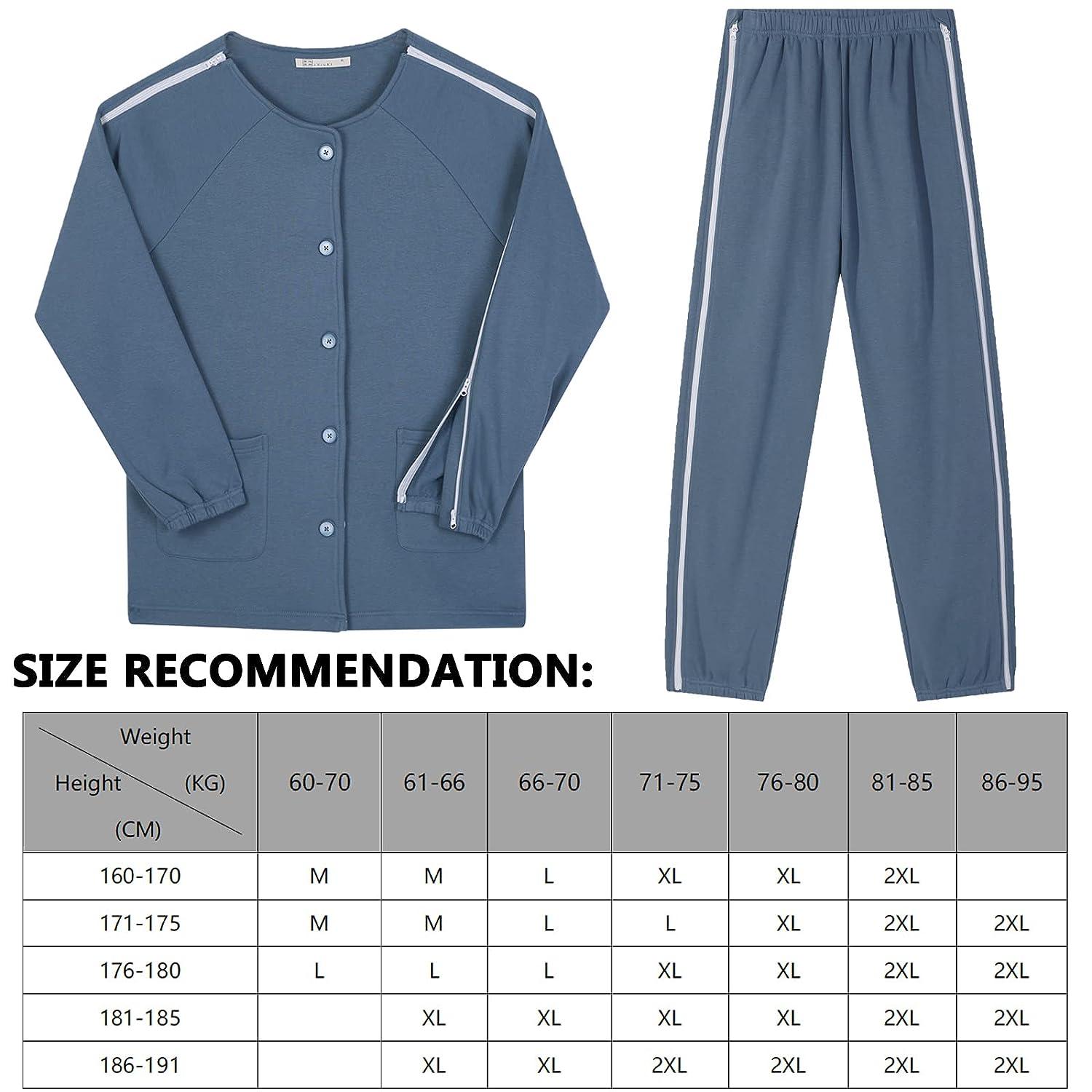 YOSINISO Bedridden Patient Clothing - Fleece Lined Double Zipper Cotton ...