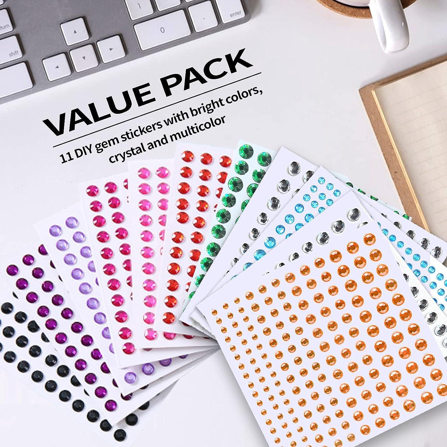 1815 PCS Self-Adhesive Rhinestone Stickers, 11 Colors & 4 Sizes ...