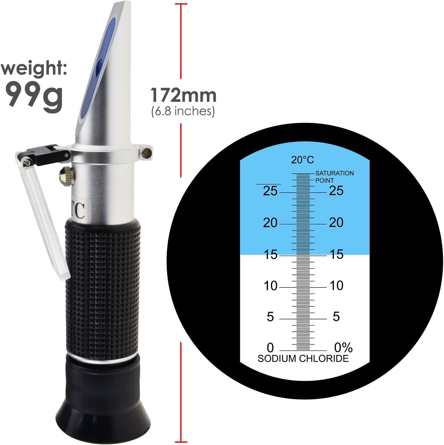 0-28% Salinity Refractometer ATC Sodium Chloride (NaCl) Salt Level ...