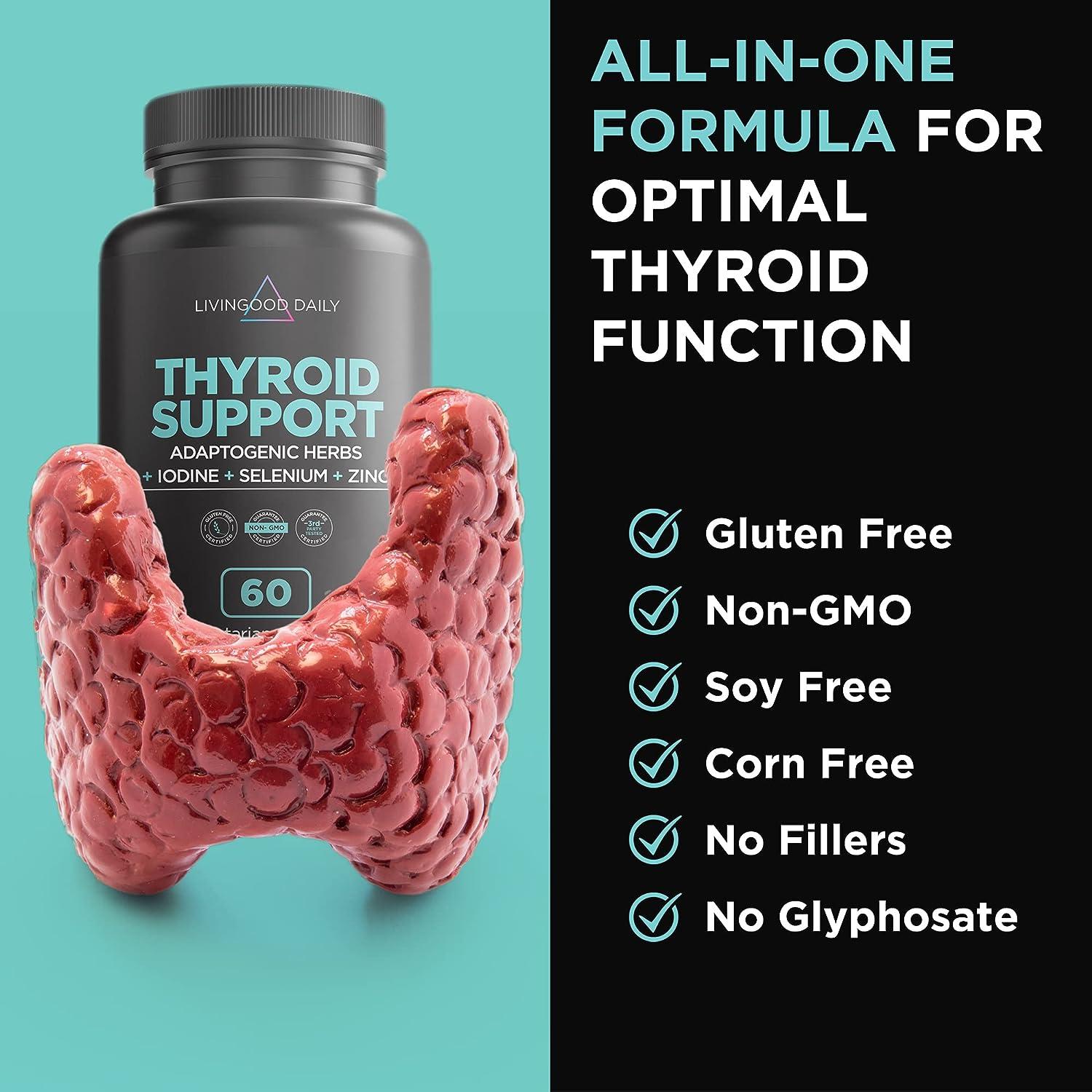 Livingood Daily Natural Thyroid Support - Thyroid Supplement with ...