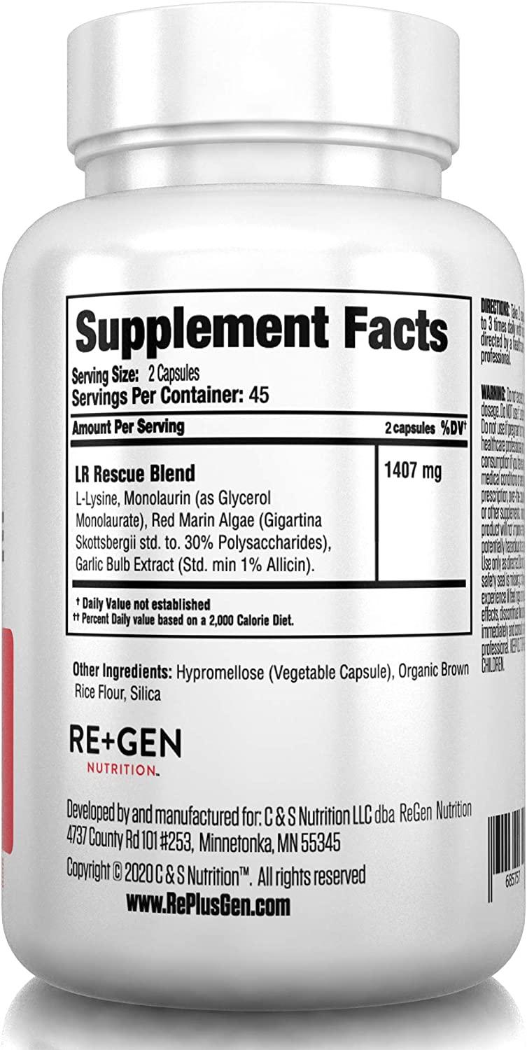 L Lysine Rescue Supplement - Immune Support with Monolaurin, Red Marine ...