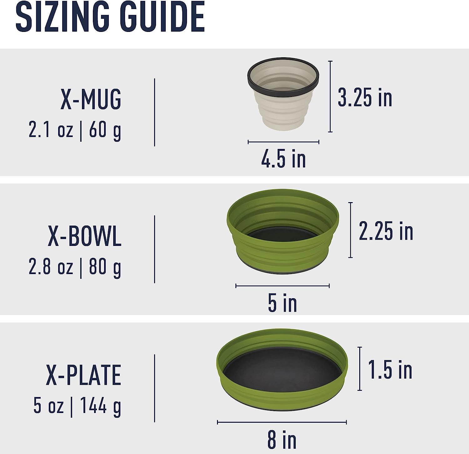 Sea to Summit X-Set Collapsible Camping Dinnerware Set (Olive/Sand, 3pc ...