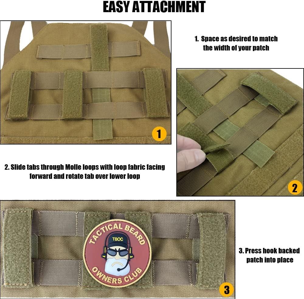 X2TKTACT Molle Strips for Attaching Tactical ID Patches - for 3-inch ...