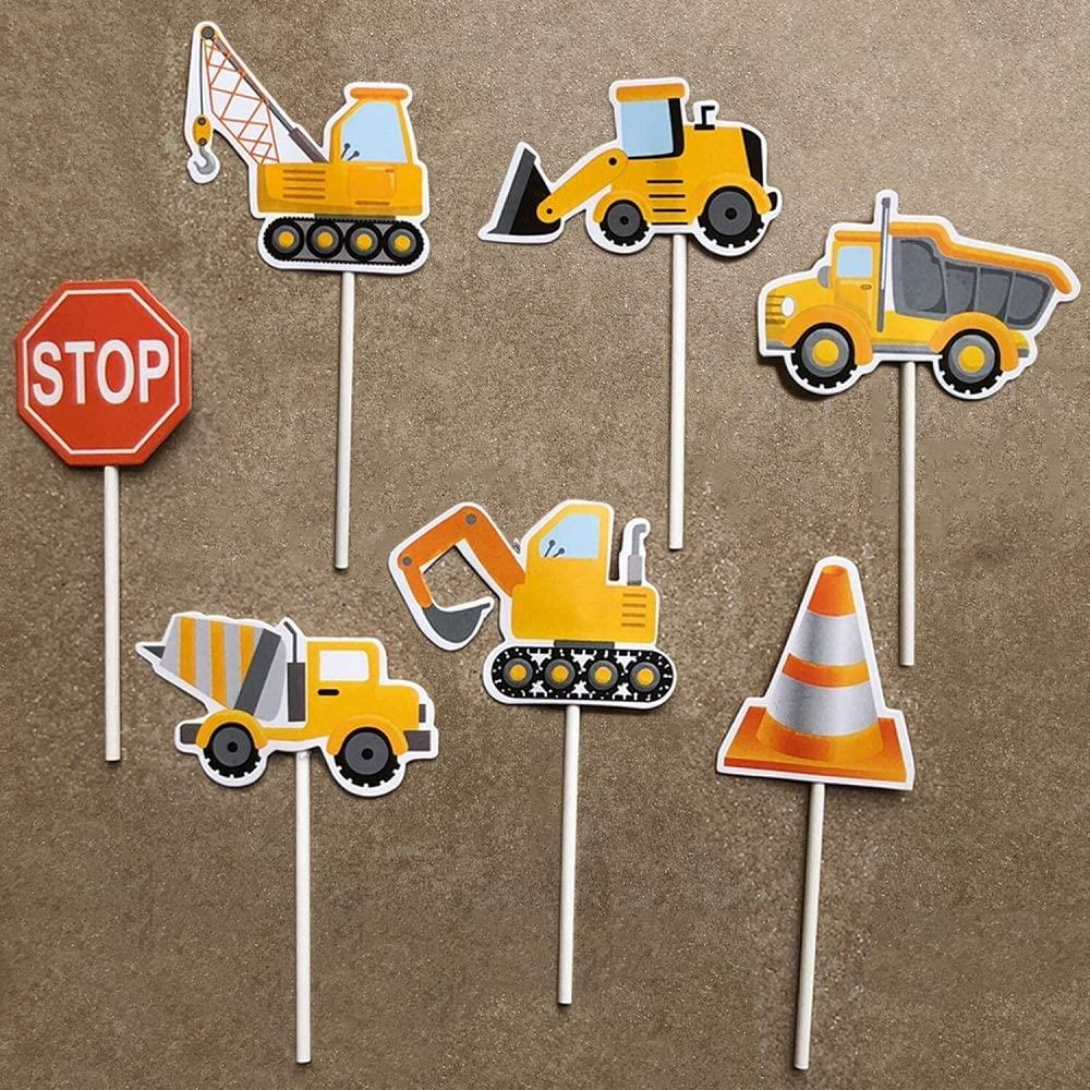 35-Pack Construction Cupcake Toppers Picks for Kids Birthday Party ...