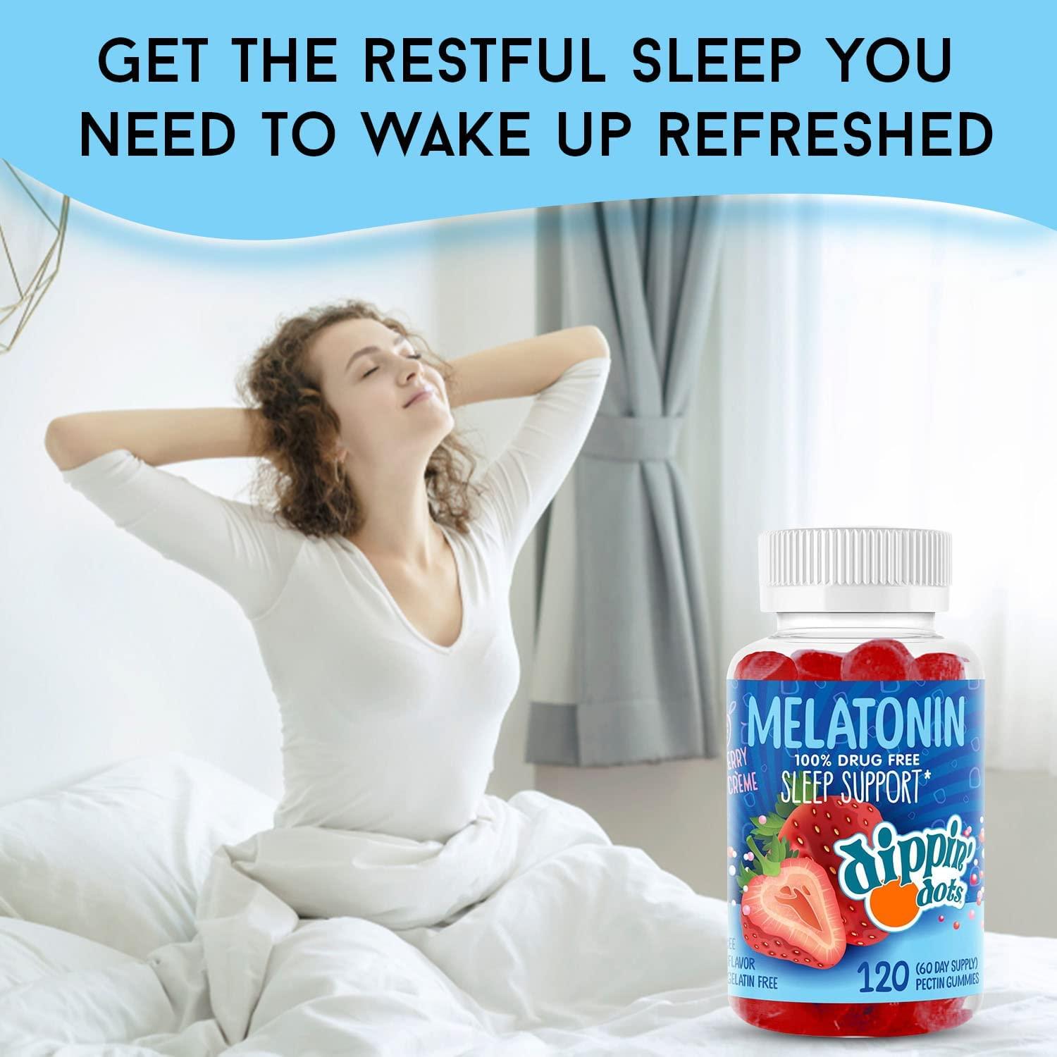 Dippin' Dots - Melatonin Sleep Support Gummies (120 Count) Strawberry ...