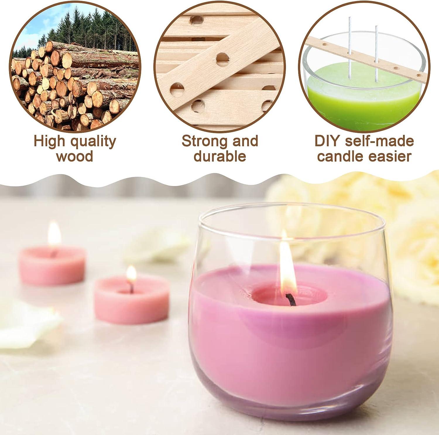 Anjmd 100 PCS Wooden Candle Wick Holders - 7 Wick Bars for Multiwick ...