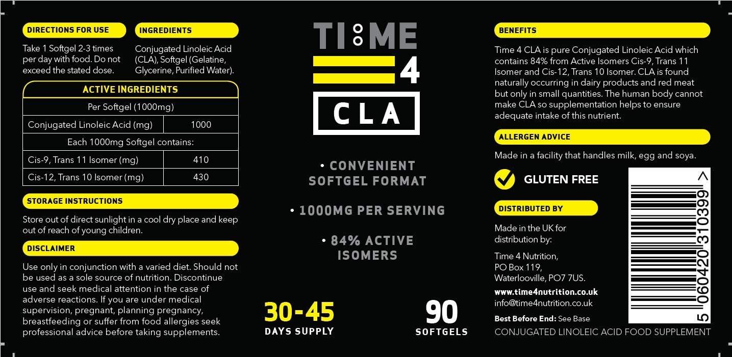 Time 4 CLA 1000mg Softgel Capsules - High Strength Premium Grade ...