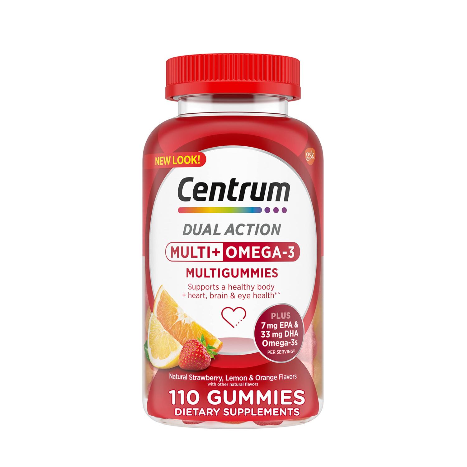 Centrum MultiGummies Multi+ Omega 3 Adult Multivitamin 110 Count ...
