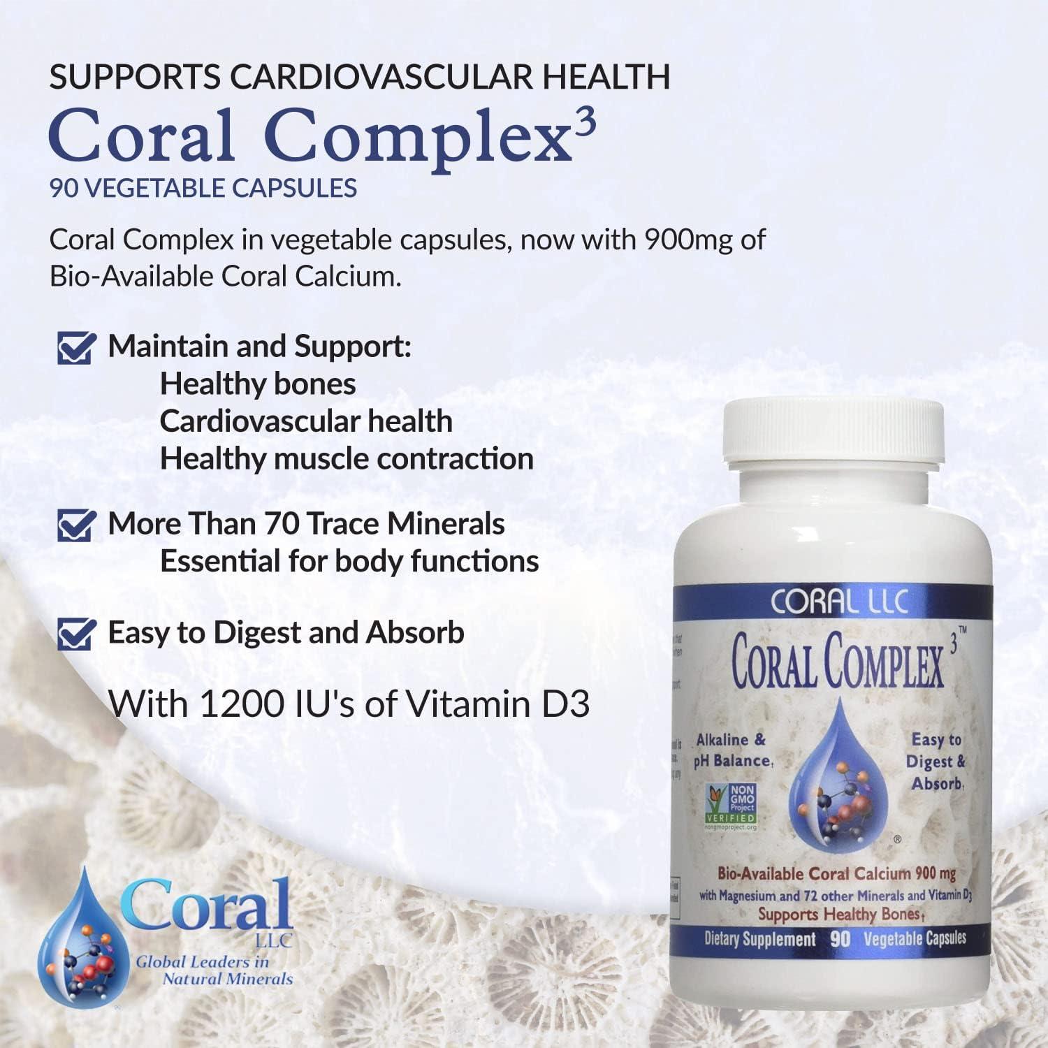 Coral Complex 3 900mg Bio-Available Coral Calcium with 1200 IU Vitamin ...