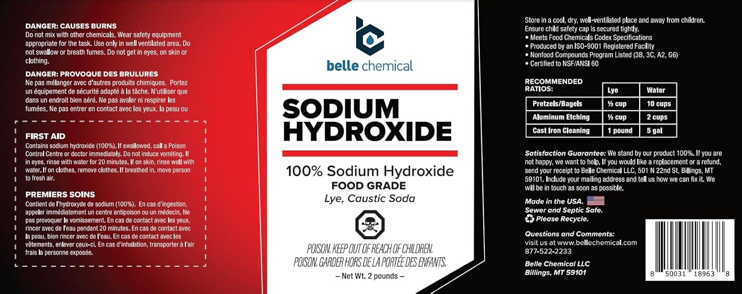 Sodium Hydroxide - Pure - Food Grade (Caustic Soda Lye) (10 Pounds ...