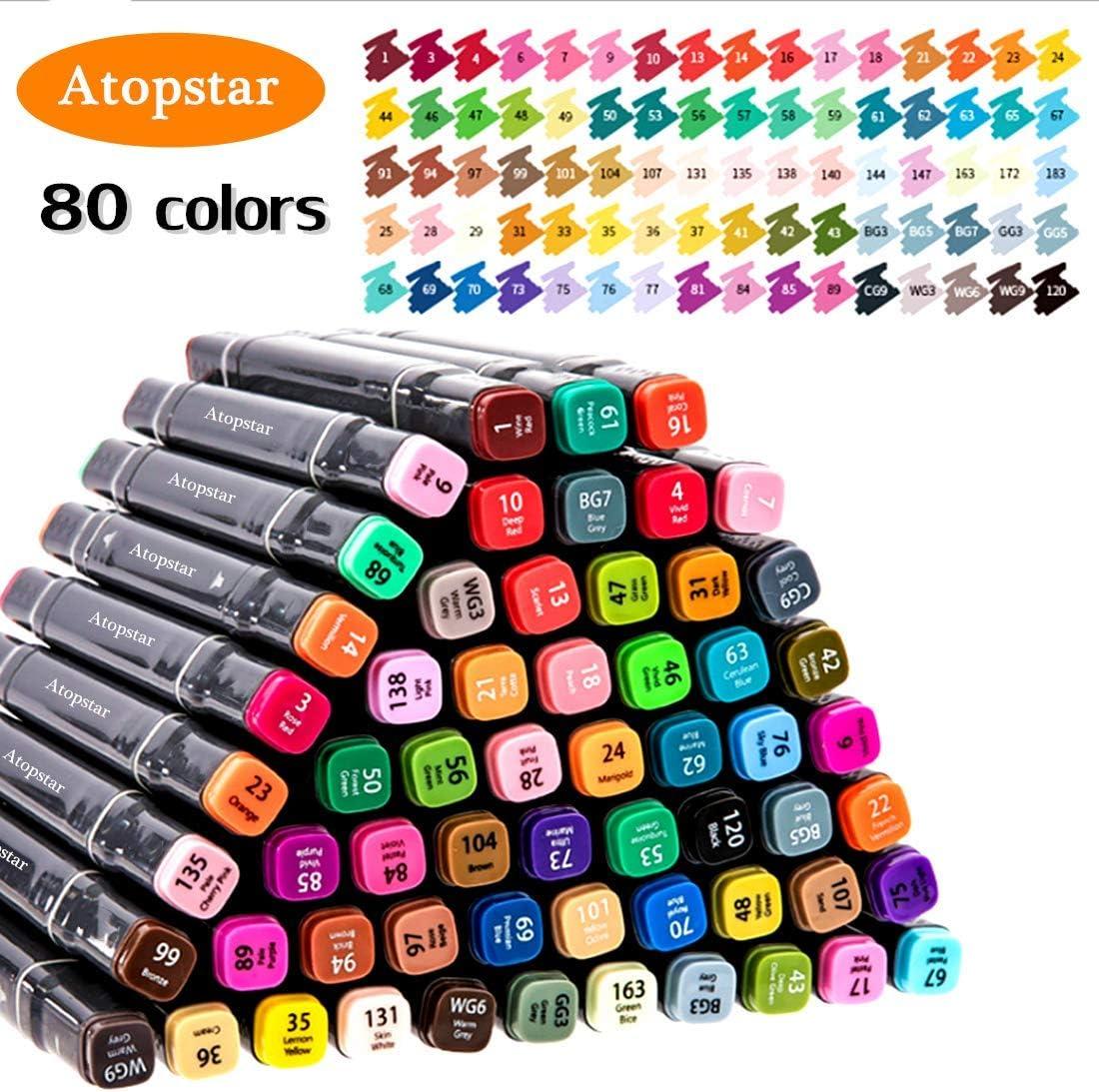 ATOPSTAR 80 Colors Alcohol Markers - Dual Tip Artist Drawing Markers ...