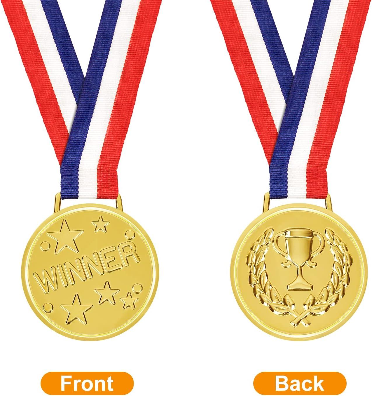 SONHPU 12 Pieces Gold Award Medals with Neck Ribbon - 2 Inches Olympic ...