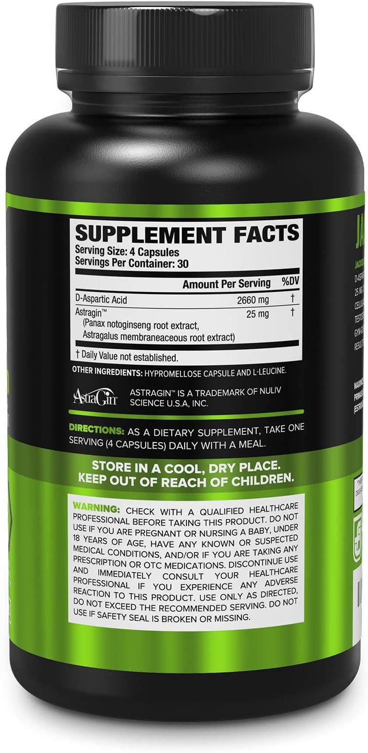 Jacked Factory DAA D Aspartic Acid Supplement | 120 Capsules for Muscle ...