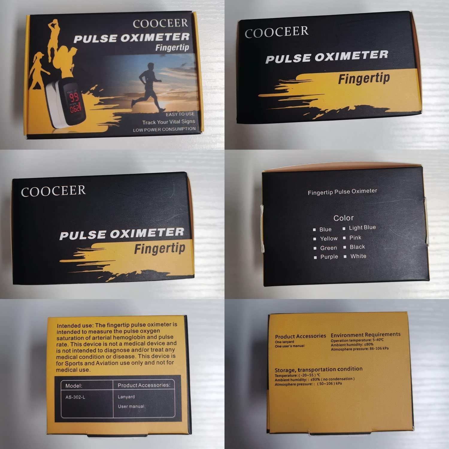 COOCEER O2 Sat Monitor Finger - FDA Approved Oximeterfingertip with ...