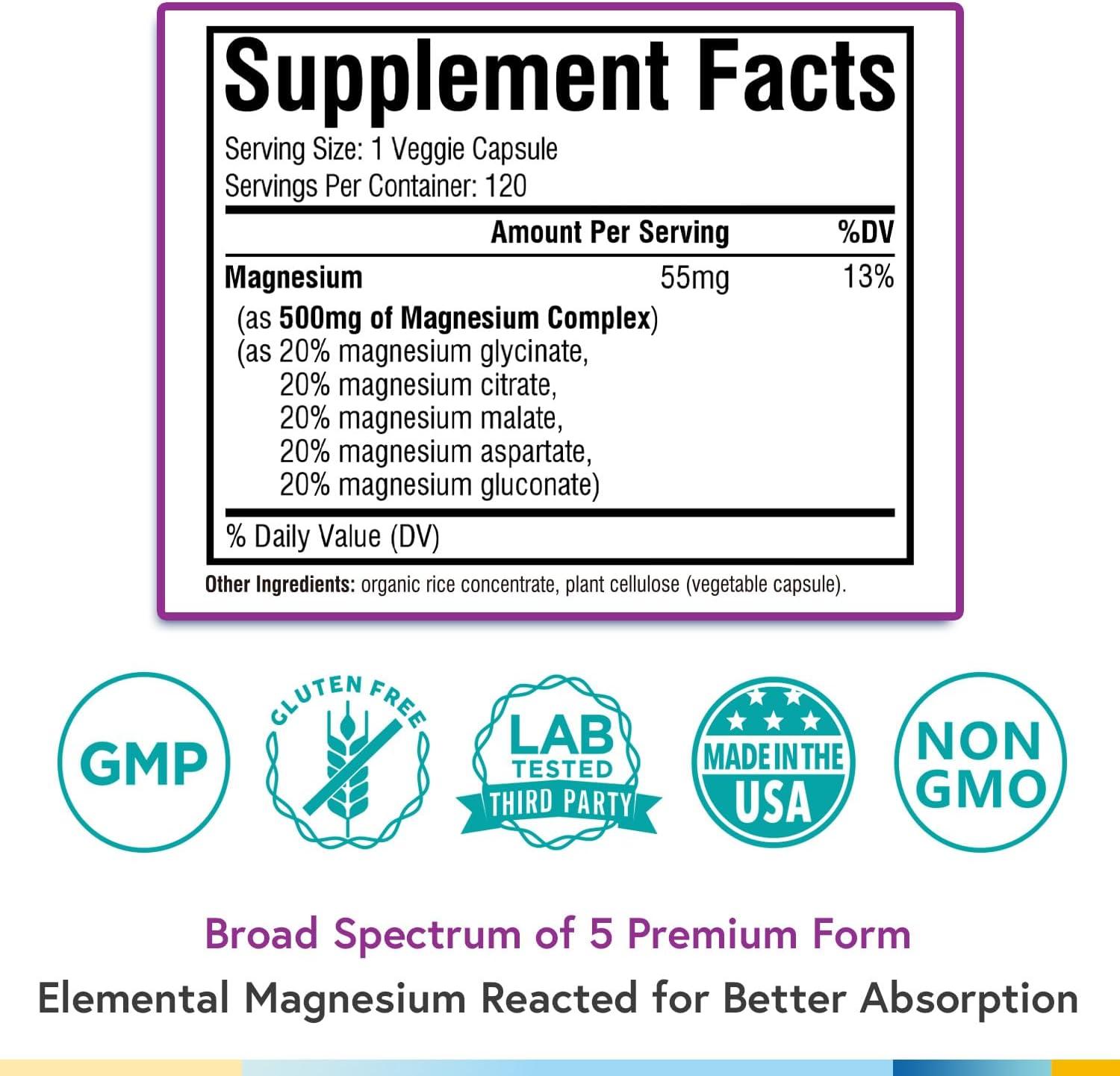 Terranics Magnesium Complex 240 Capsules - Max Absorption for Heart ...