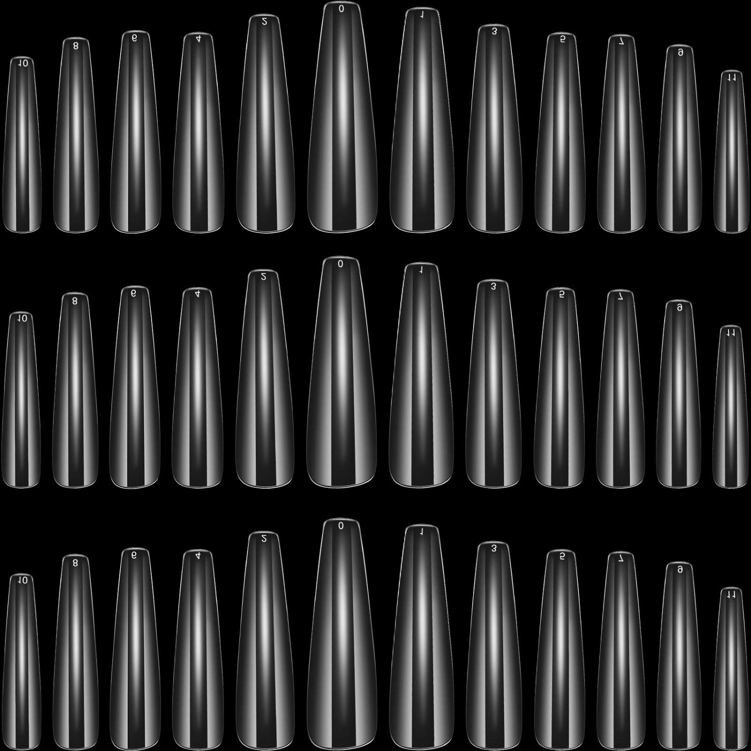 600 Pieces Xxl Extra Long Clear Coffin Fake Nails For Salon Manicure