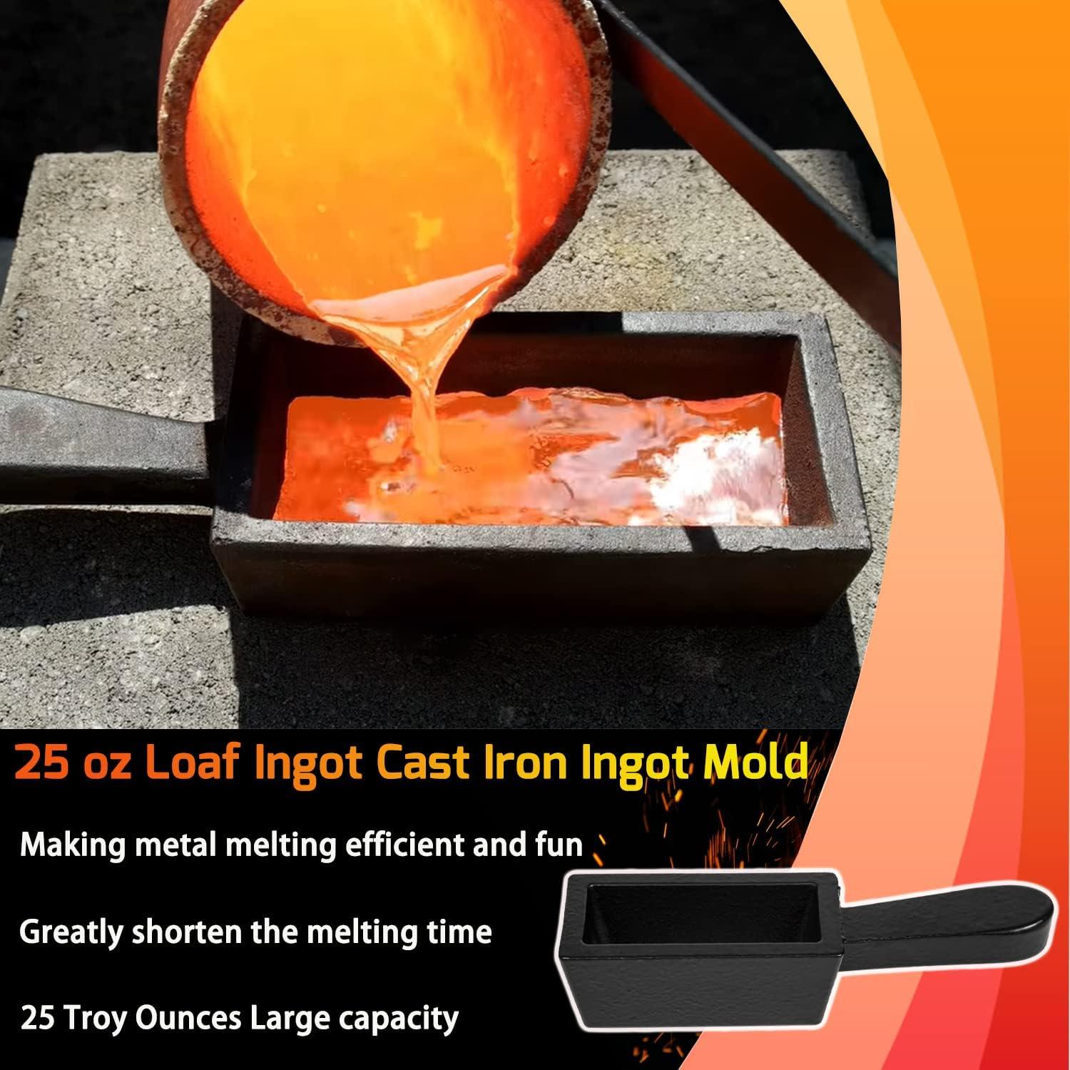 Bzsunway 25 oz Cast Iron Ingot Mold for Melting & Casting Gold, Silver ...