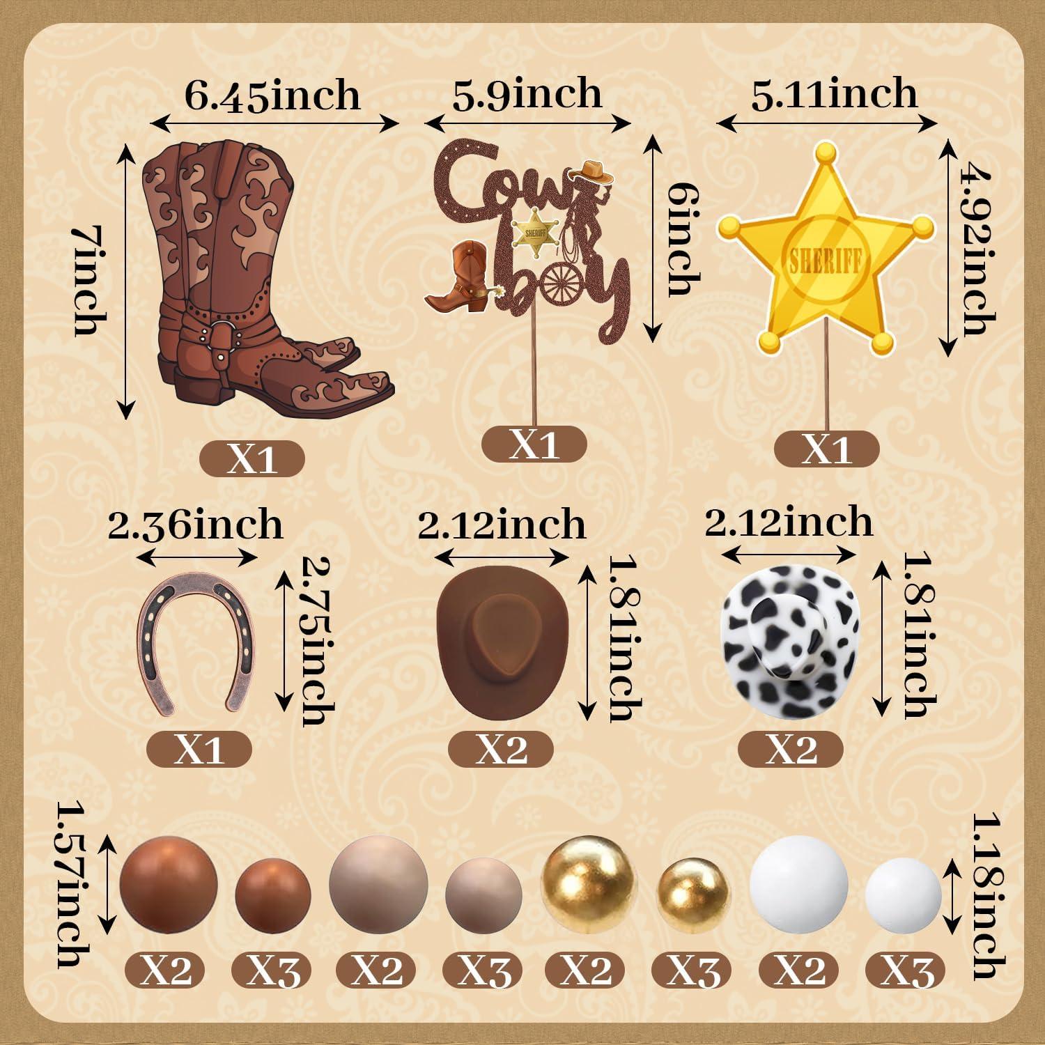 28 Pcs Cowboy Cake Decorations Cowboy Hat Boot Horseshoe Sheriff Badge ...