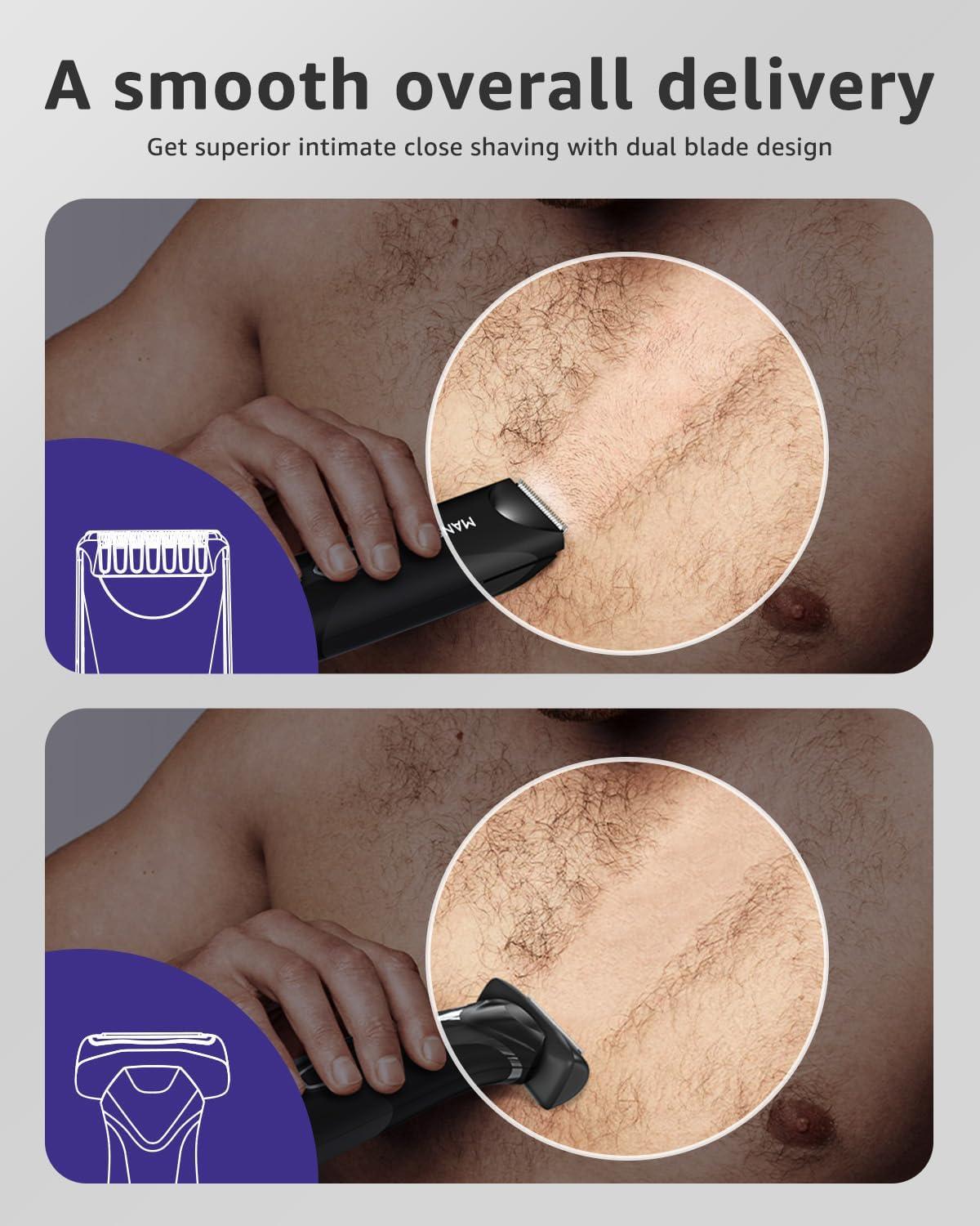 MANSPOT Manscape Body Trimmer for Men - Dual Head Foil Blades for ...