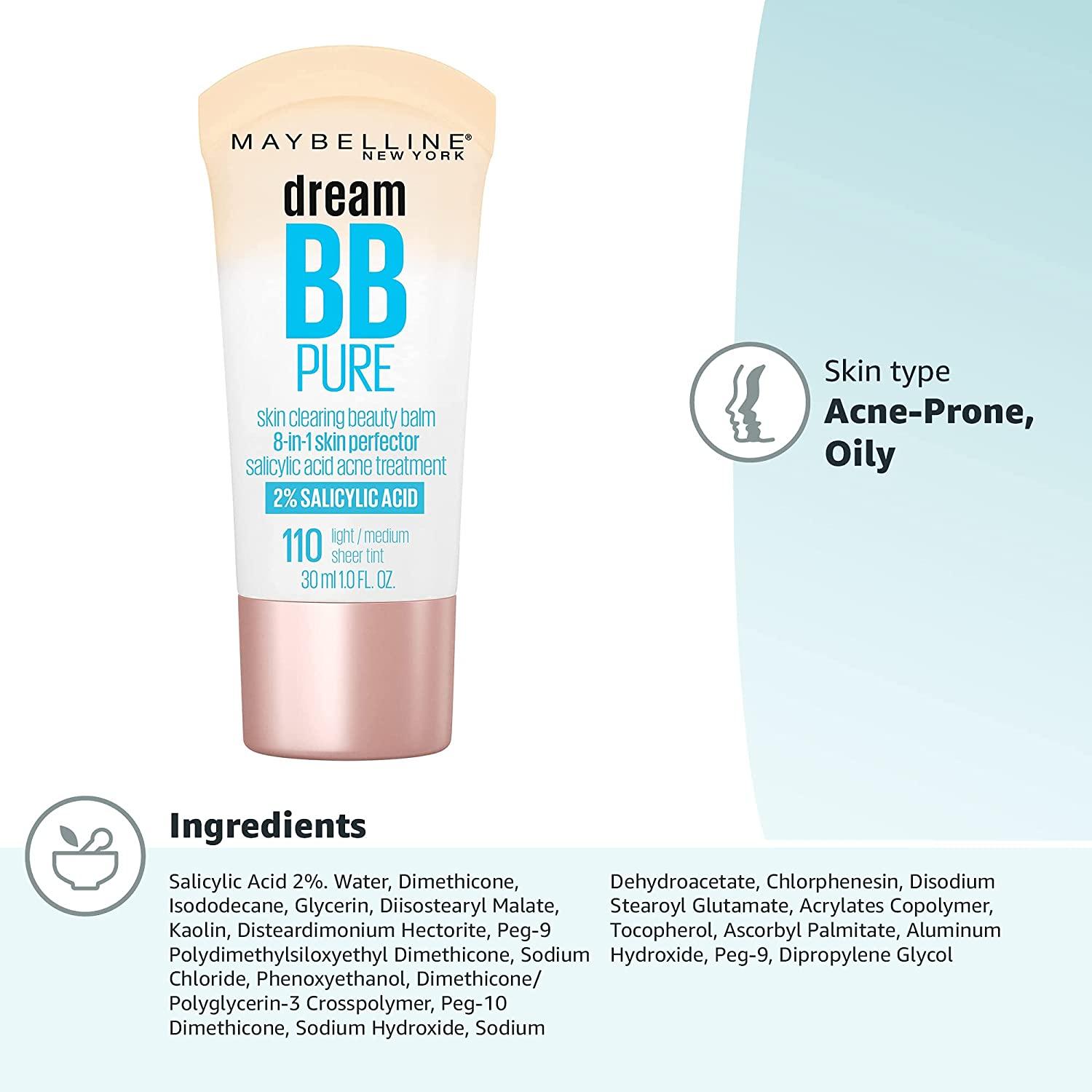 Maybelline Dream Pure Skin Clearing BB Cream 8-in-1 Skin Perfecting ...