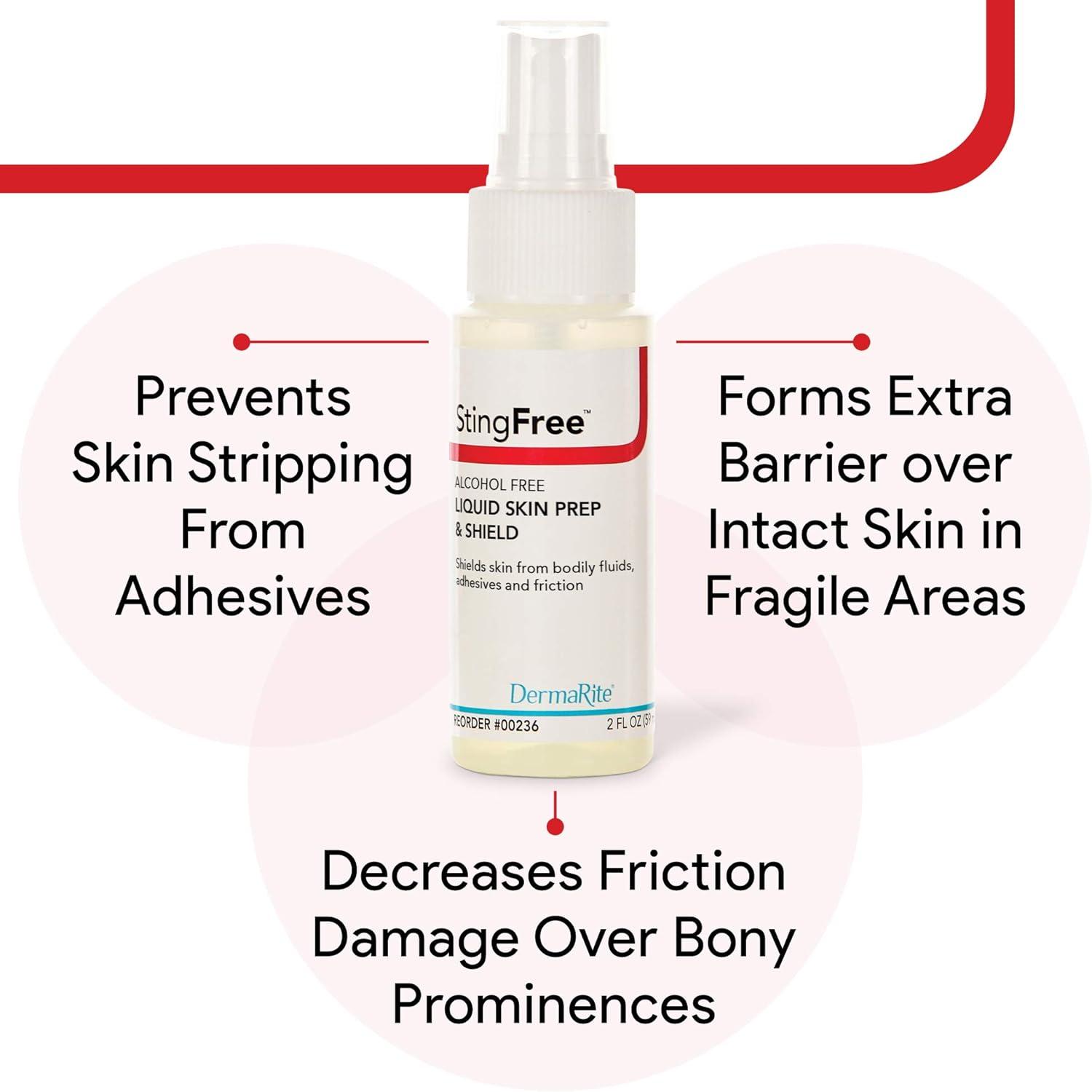 DermaRite StingFree Alcohol-Free Liquid Skin Prep/Protectant Pads 50 ...