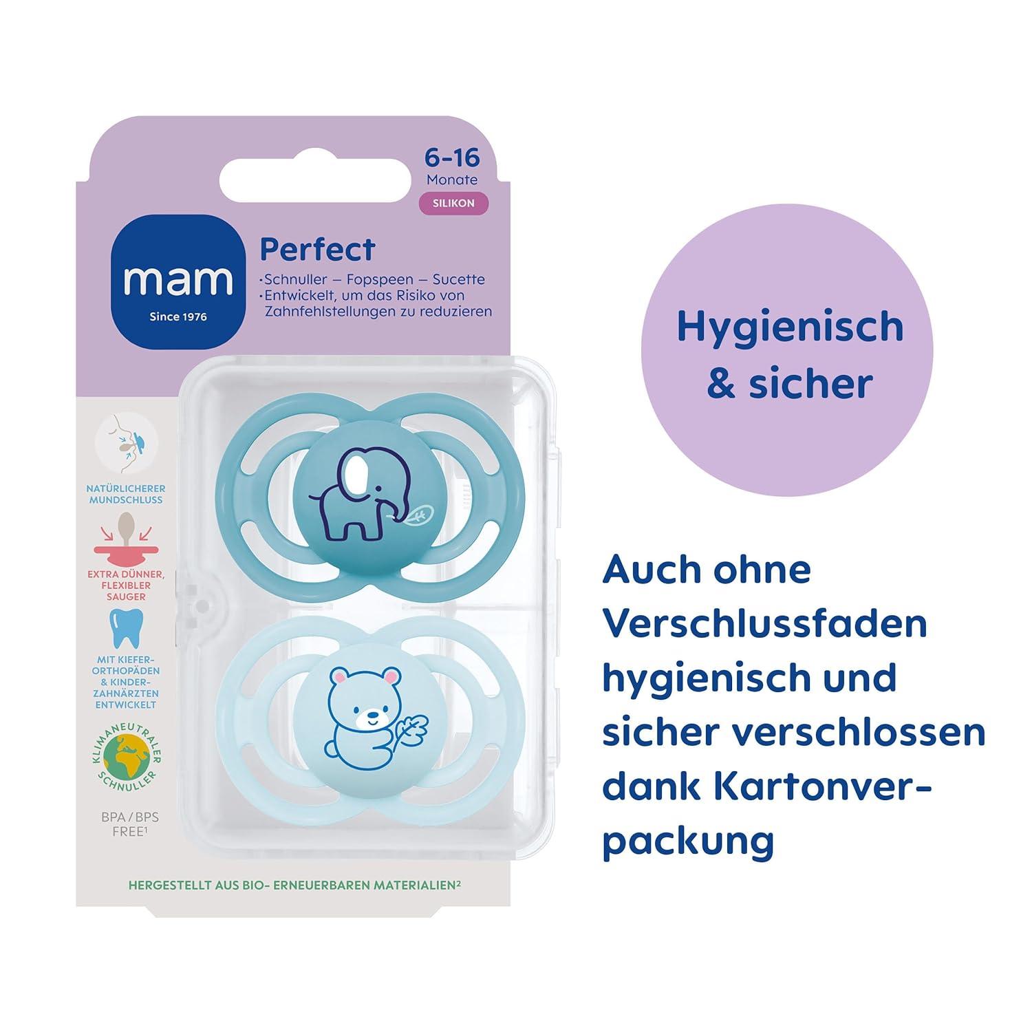 Mam Perfect Schnuller Set of 2 - Healthy Dental Development Baby ...
