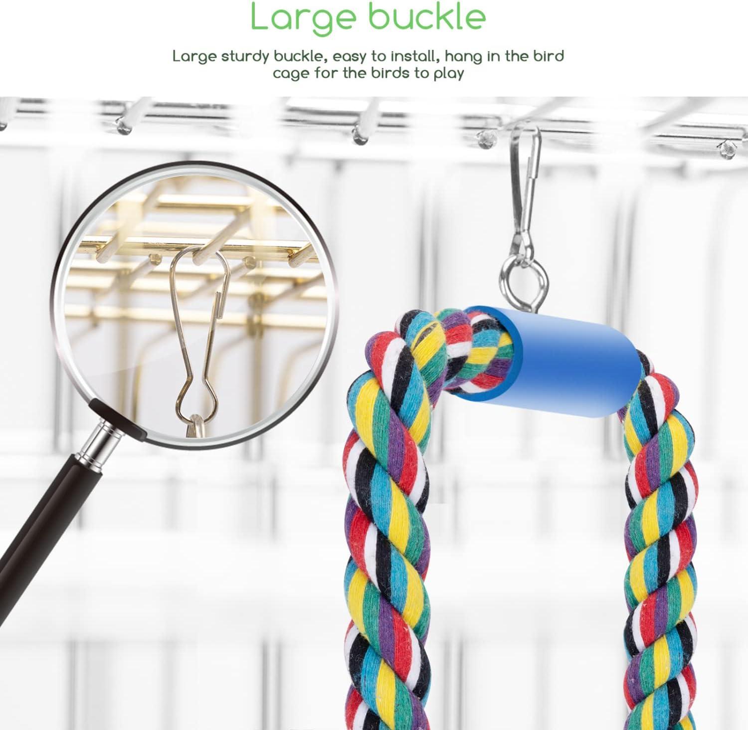 Nobleza Cotton Bird Swing Toy - Durable Rope Swing for Parrots & Birds ...