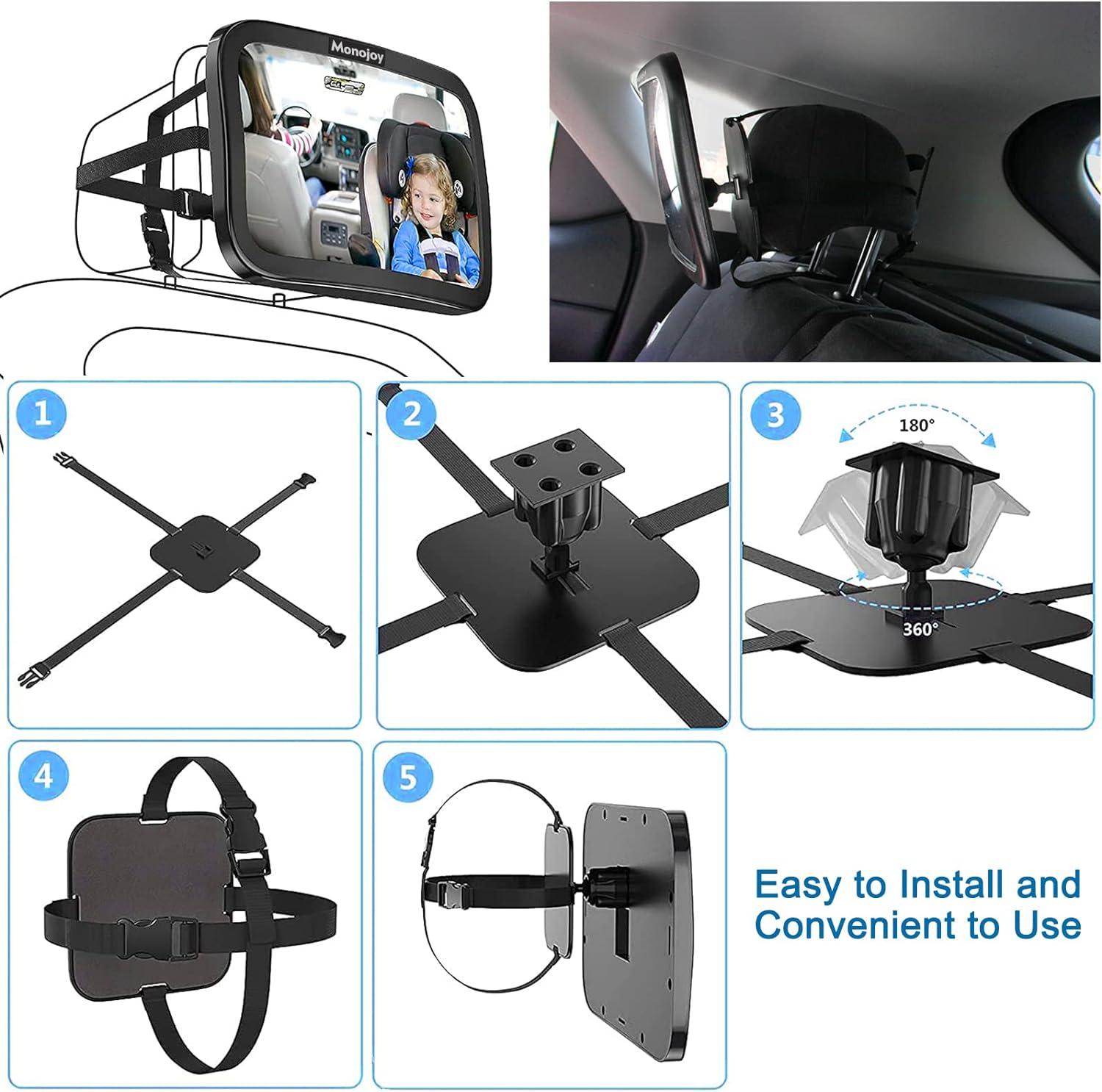 MONOJOY Baby Car Mirror | Shatterproof Safety Mirror for Rear Facing ...