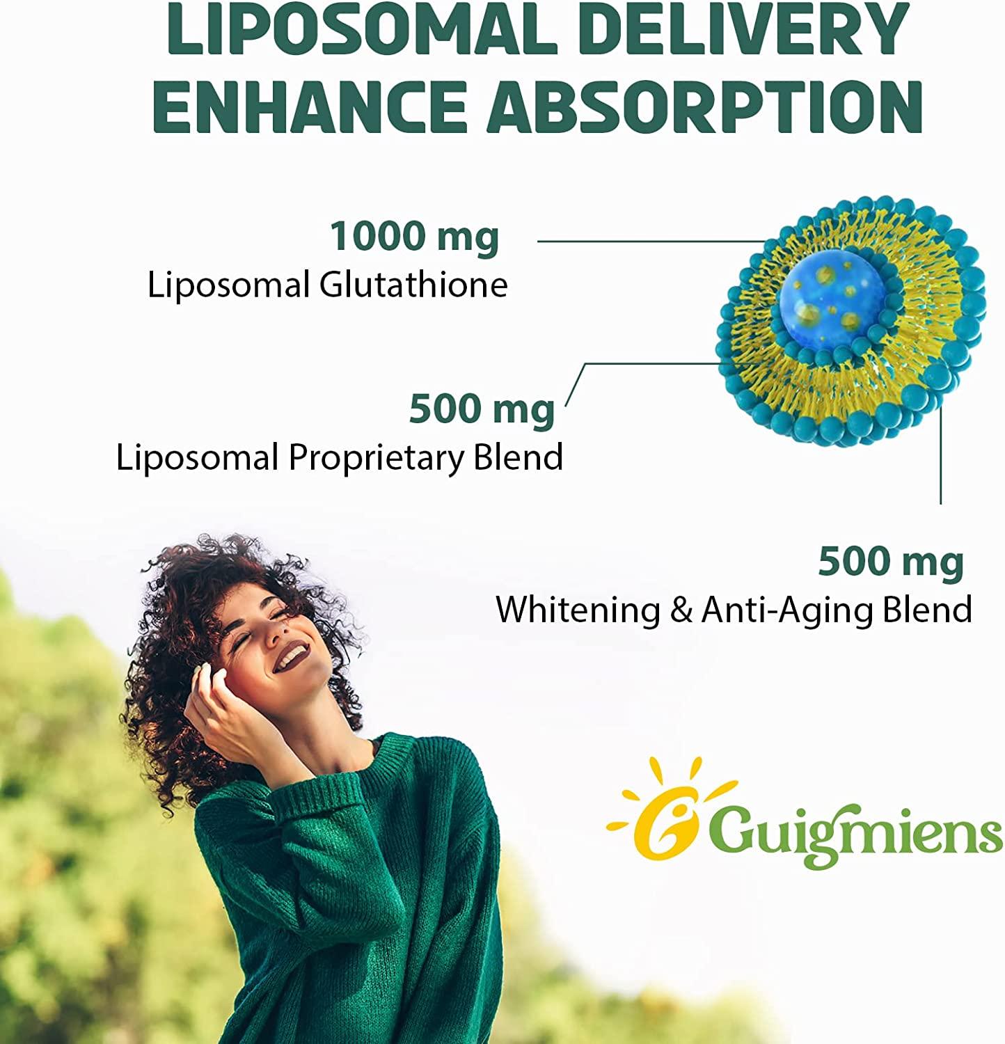 1500mg Liposomal Glutathione Liquid Supplement - Powerful Antioxidant for Liver Detox & Immune ...