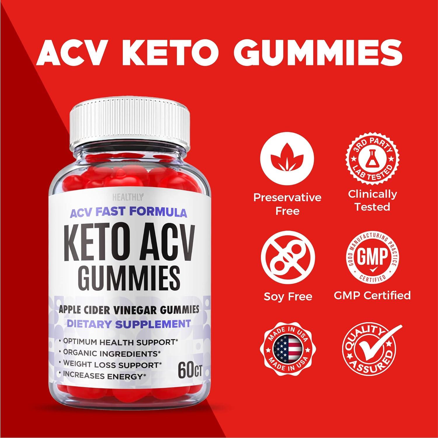 ACV Fast Formula Keto Gummies (2 Pack) - Vegan Weight Loss Supplement ...