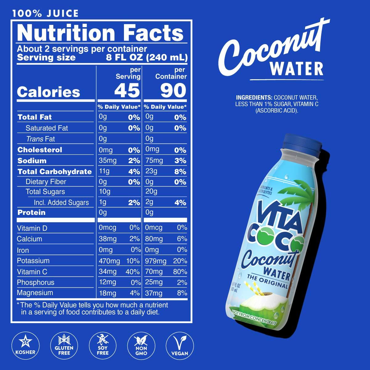 Vita Coco Coconut Water 16.9 Oz Slim Bottle (Pack Of 12) | Natural Hydrating Electrolyte Drink ...