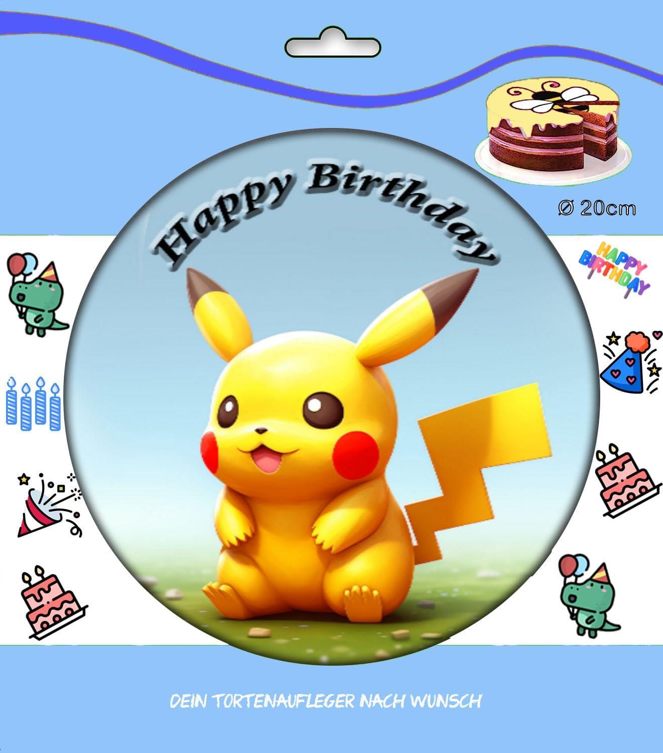 Birthday Cake Picture with Pikachu Pokemon Motif: Edible Photo for ...