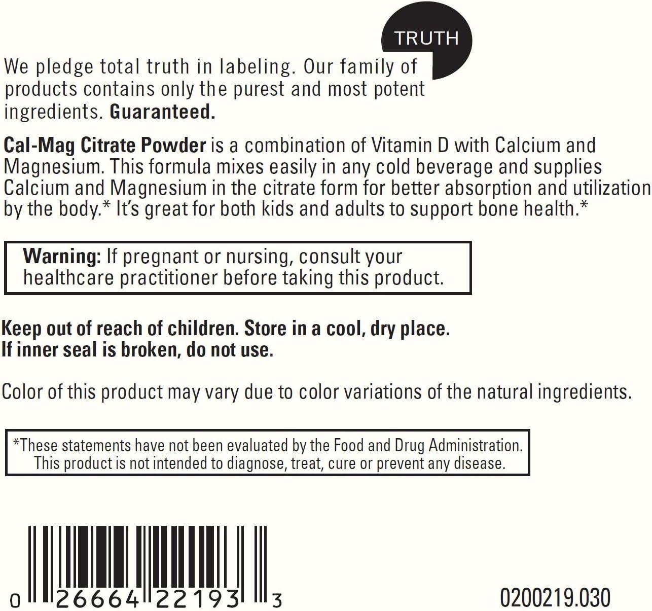 Davinci Labs Cal-Mag Citrate Powder - Pure and Potent Formula for Bone ...