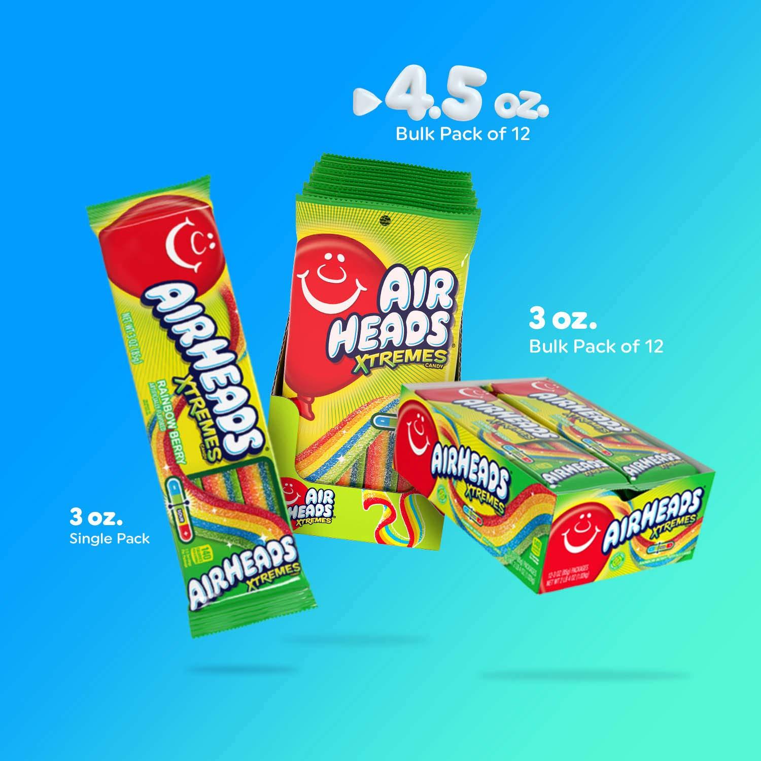 Airheads Candy Xtremes Belts Sour Rainbow Berry 4.5 oz - Bulk Party Bag ...