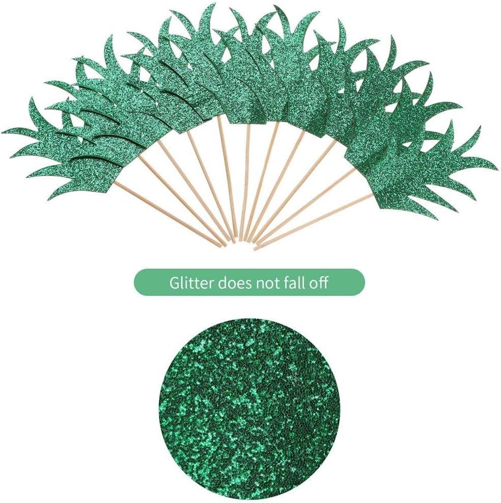 24Pcs Pineapple Cupcake Toppers Green Glitter Summer Tropical Donut ...