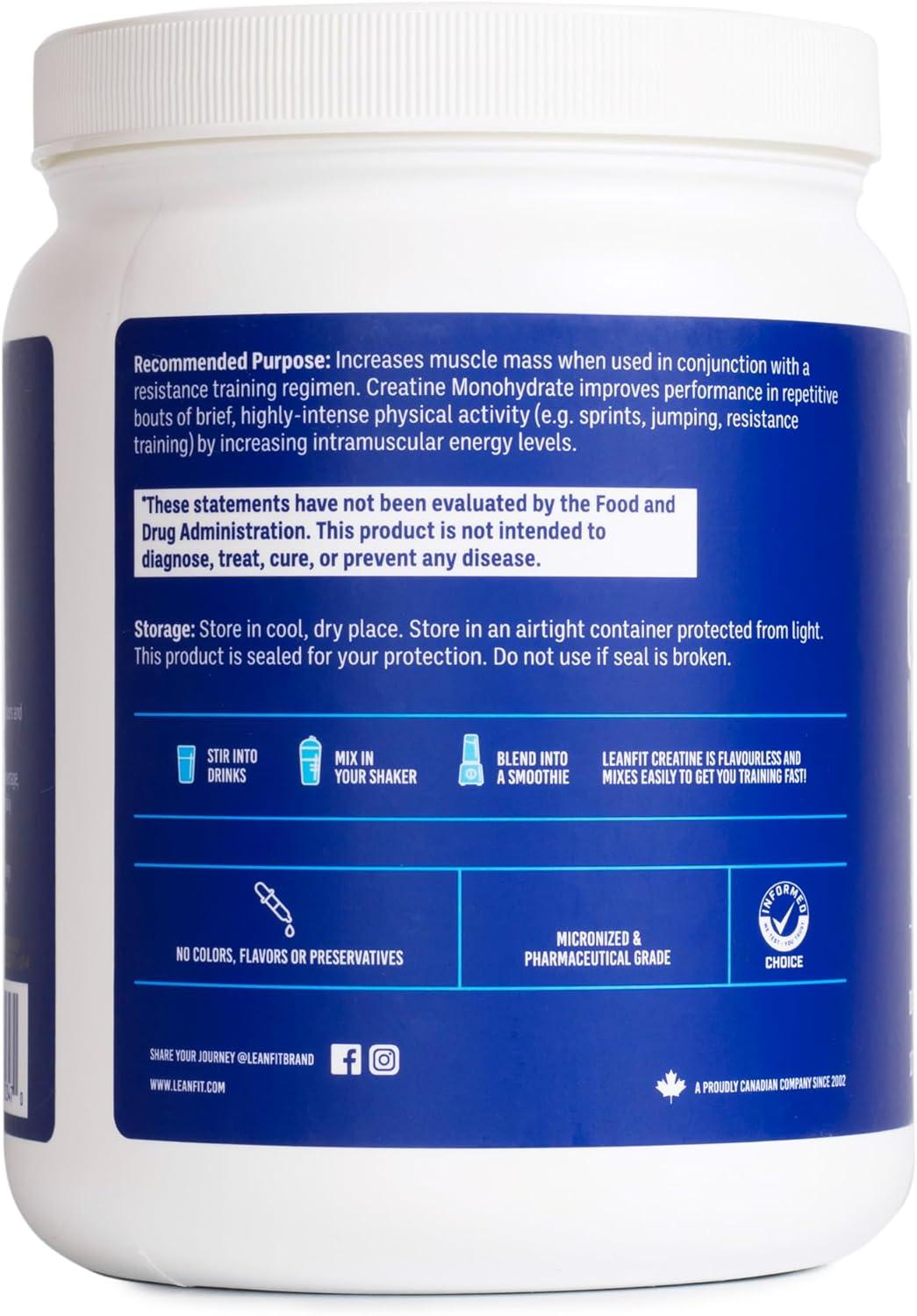 LeanFit Sport Creatine Monohydrate Powder - Informed Choice Certified ...