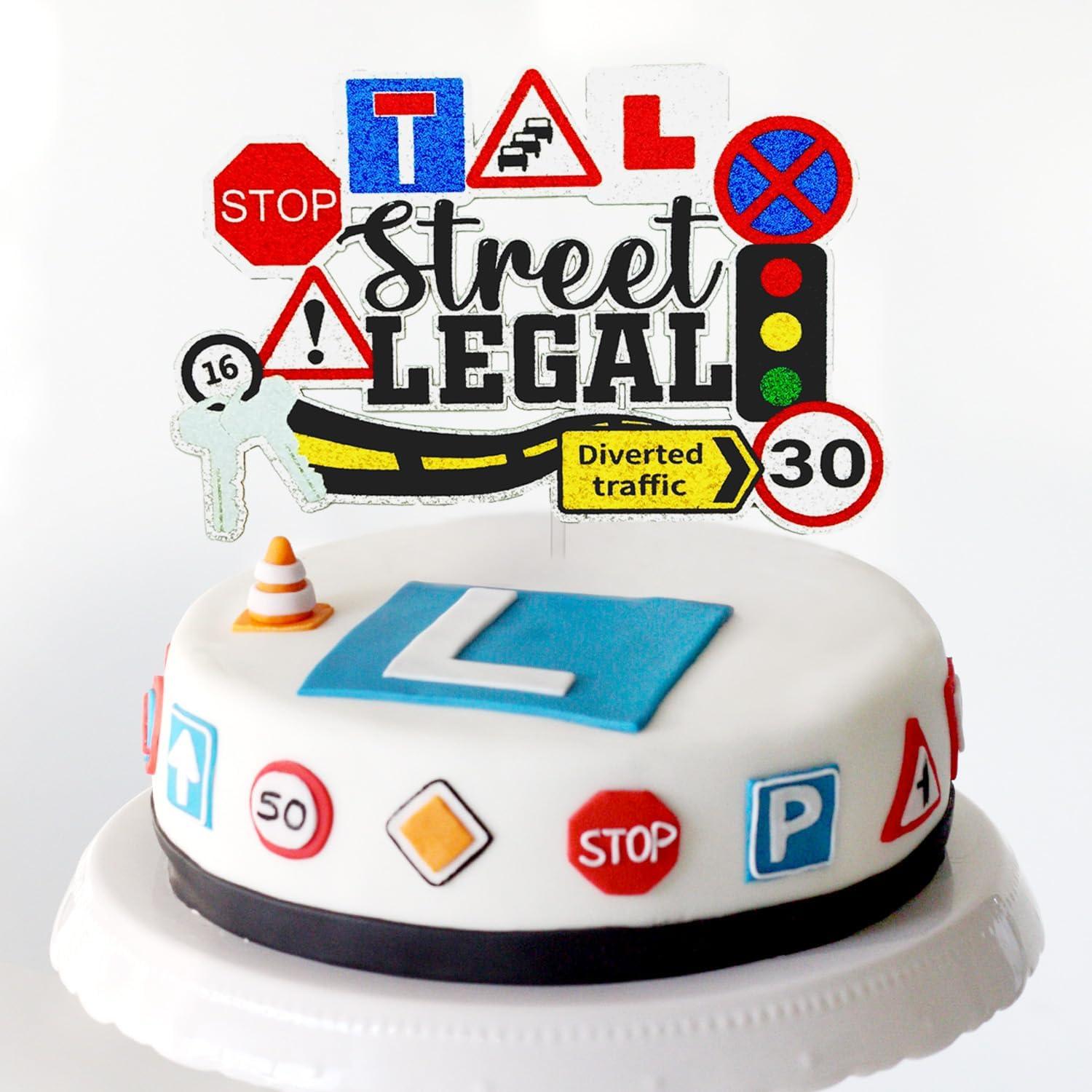 New Driver Cake Topper Street Legal Cake Decor Caution New Driver Party ...