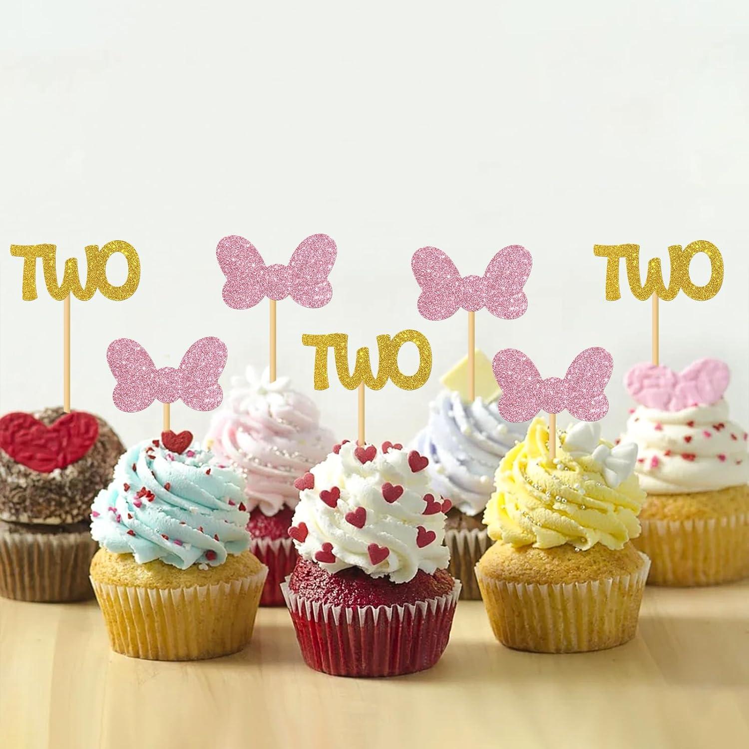 MonMon & Craft Minnie Two Cupcake Toppers/Girls Children 2nd Birthday ...