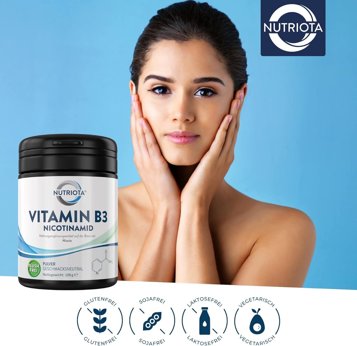Vitamin B3 Powder 500 mg Flush-Free Niacin Vegan Nicotinamide High-Dose ...