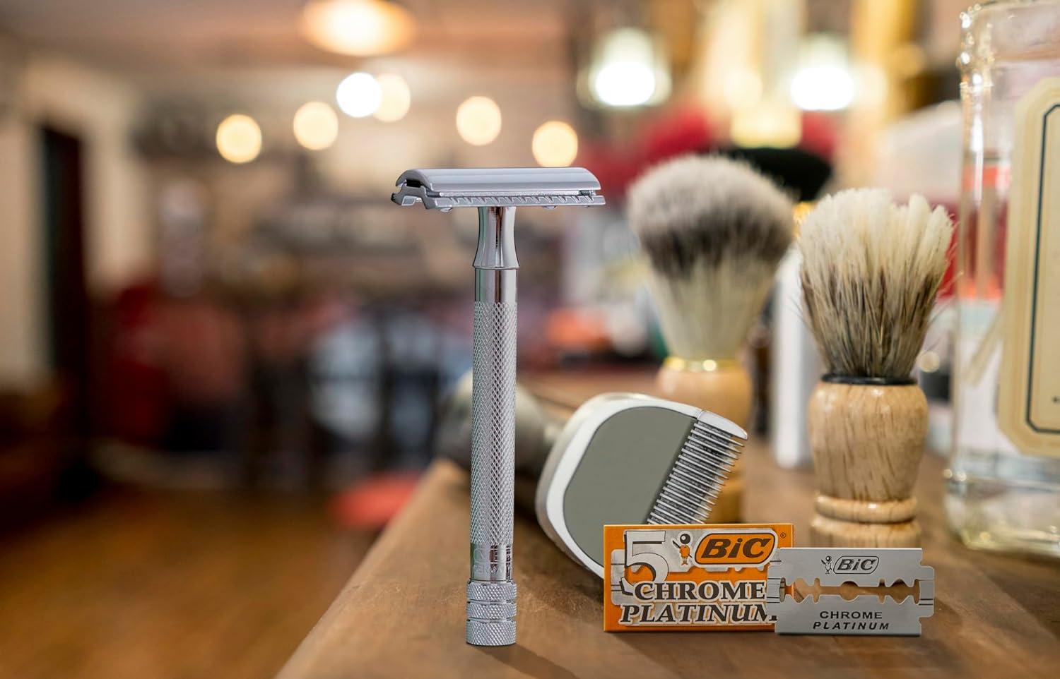 BIC Chrome Platinum Double Edge Safety Razor Disposable Single Blades ...