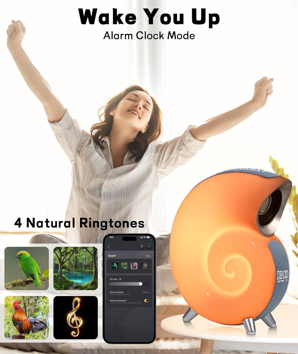 Bestyijo Daylight Alarm Clock | Sunrise Sunset Simulation Bluetooth Audio 8 White Noise Options ...