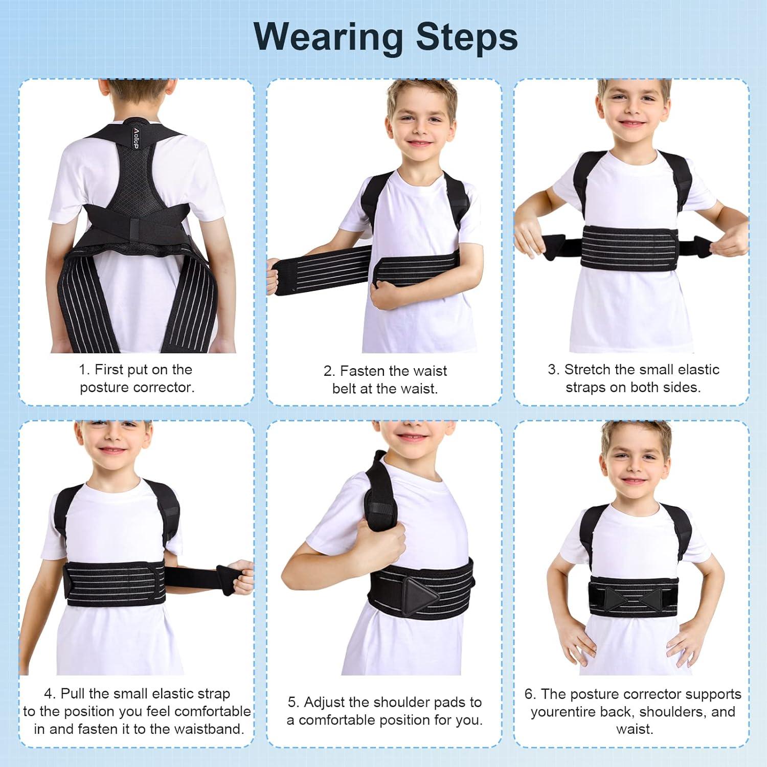 Aollop Kids Posture Corrector - Adjustable Back Brace for Spinal ...