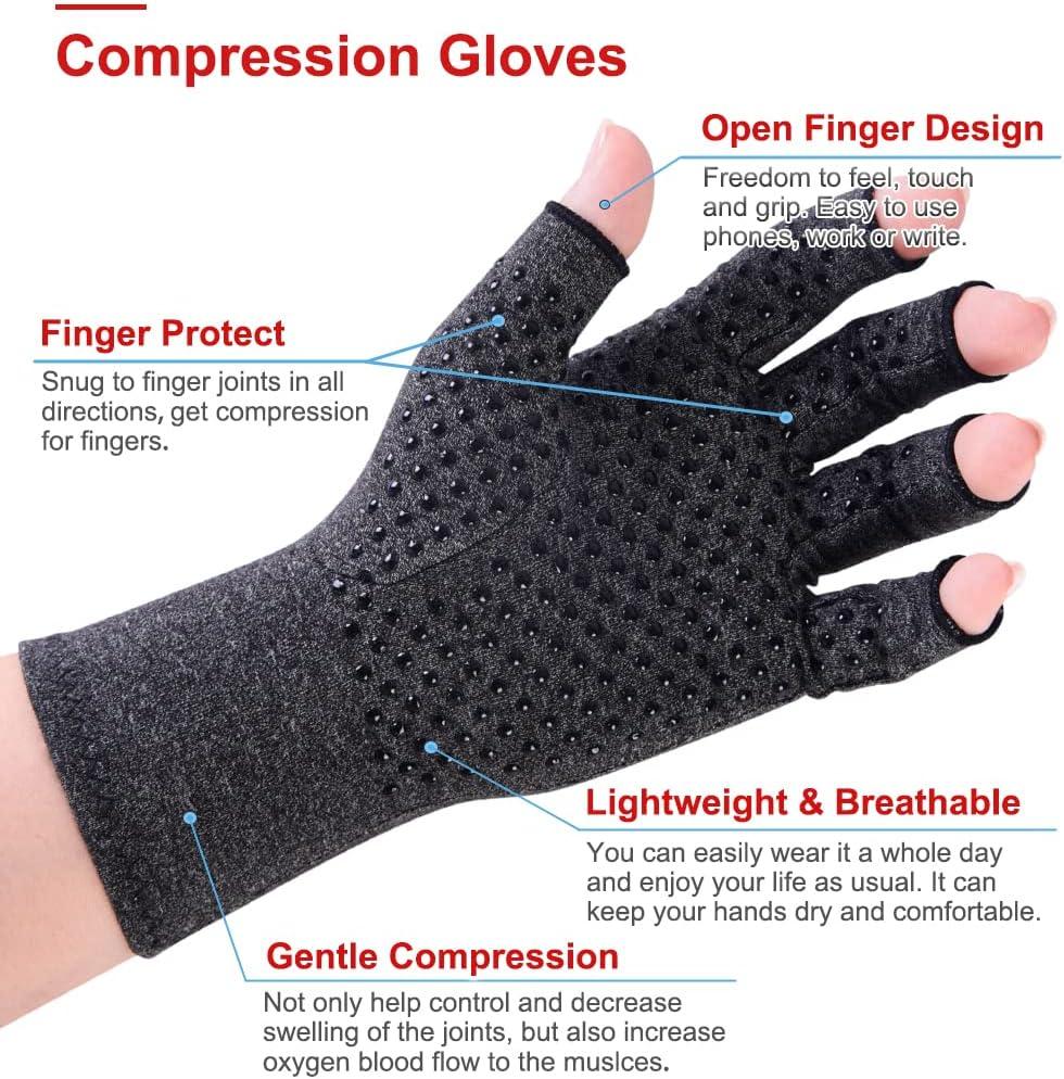AovYoo Fingerless Arthritis Compression Gloves - Hand Pain Relief (M ...