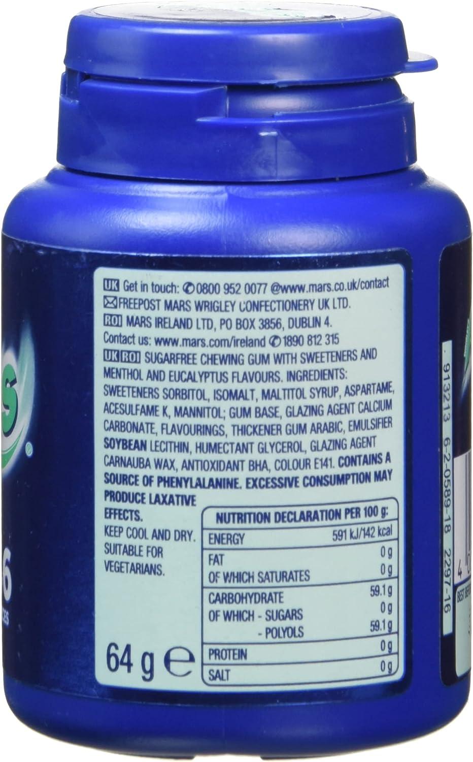 Airwaves Chewing Gum Bottle Sugar Free Menthol & Eucalyptus 46 Pieces ...