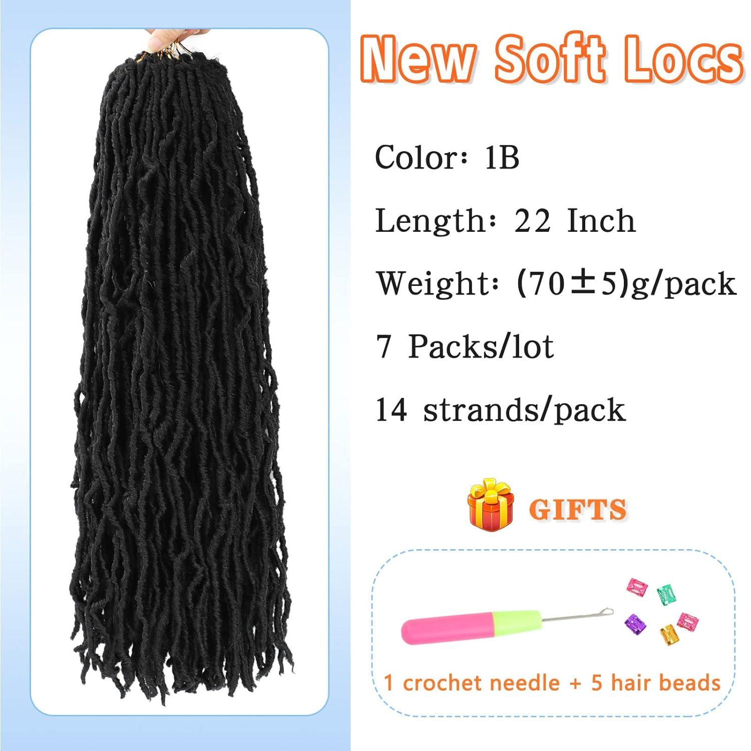 Soft Faux Locs Crochet Hair 22 Inch 7 Packs - Curly Pre Looped Goddess ...