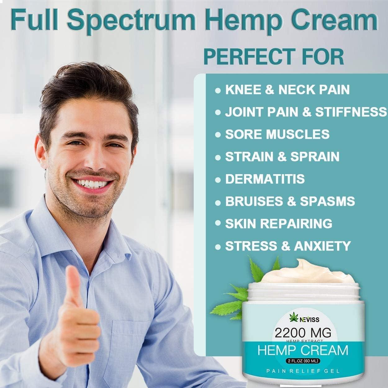 Neviss Organic Hemp Cream 2200 MG - Natural Pain Relief for Muscles ...