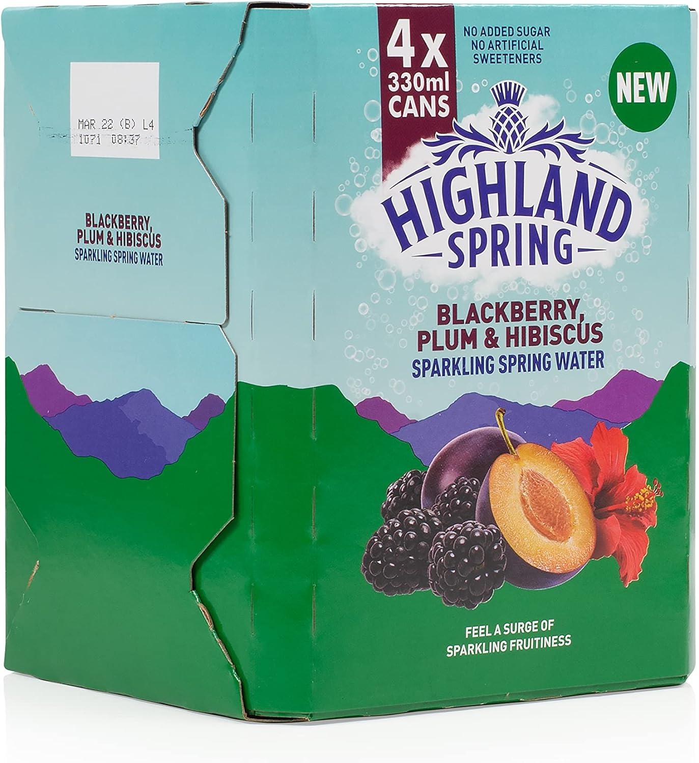 Highland Spring Sparkling Spring Water Blackberry Plum & Hibiscus 4 x ...